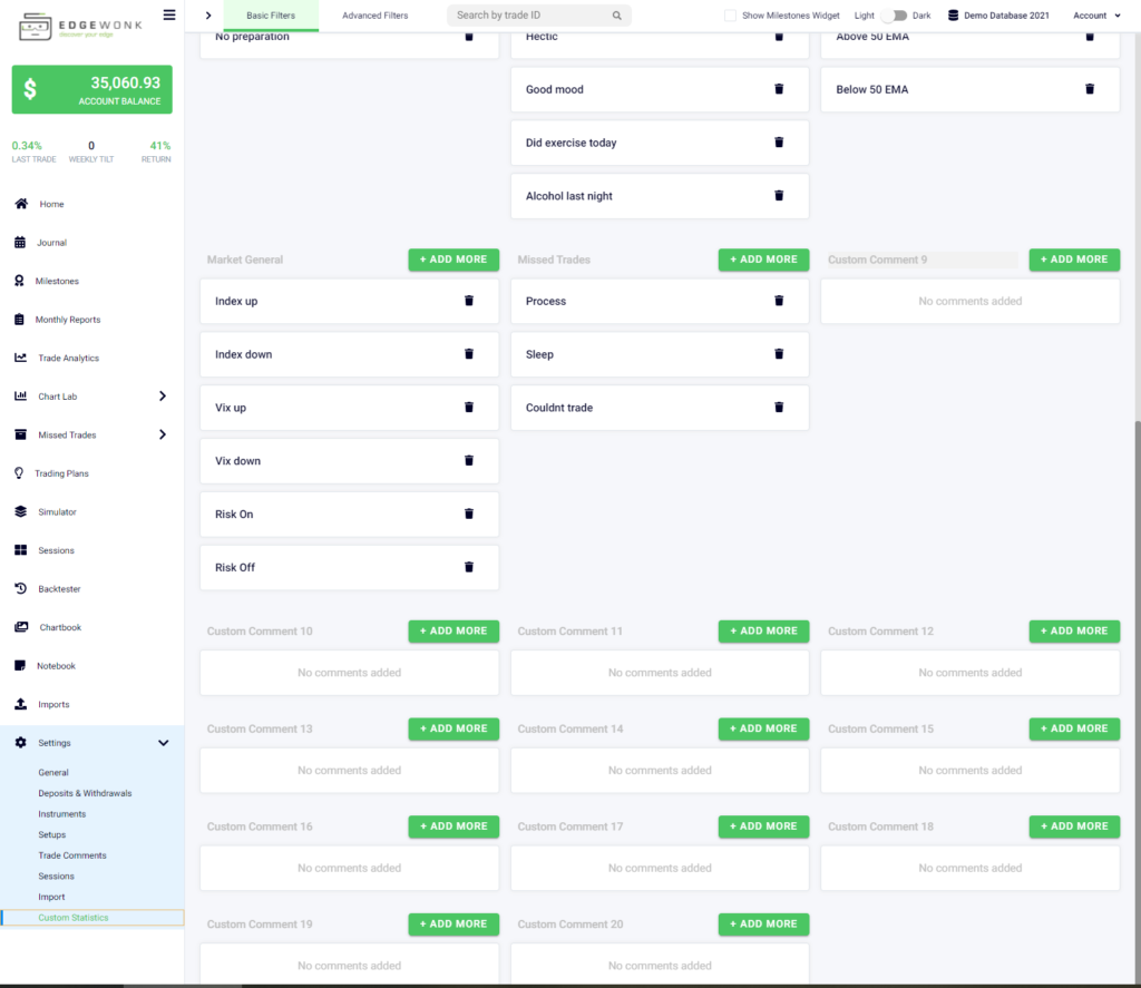 More Custom Statistics, Trading Plans – May 2022 Update